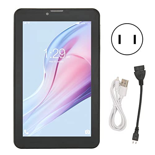 Yoidesu 7in Tablet, Kids Tablet 2GB 32GB 3G Internet Calling for Android10 System, 5G WiFi Dual Band Dual Camera Tablet PC 100‑240V (US Plug)