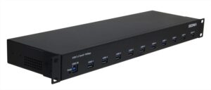 sedna - 19 inch 1u rack mount 10 port usb 3.2 gen ii hub (10gbps) with 5v 10a ac/dc adapter