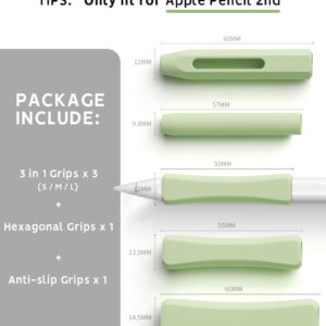 5 Pack Pencil Grips Compatible with Only Apple Pencil 2nd Generation Silicone Ergonomic Design Sleeve Holder(Mint Green)