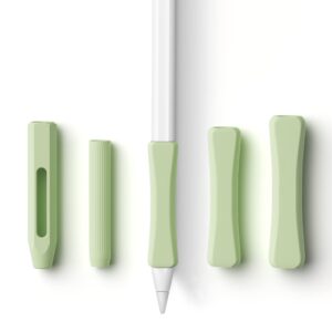 5 pack pencil grips compatible with only apple pencil 2nd generation silicone ergonomic design sleeve holder(mint green)