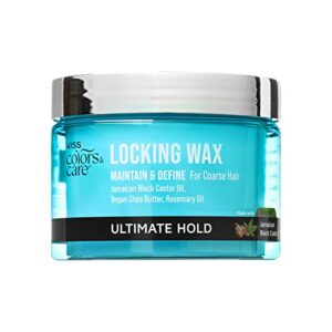 kiss colors & care ultimate hold locking wax, 6 oz. - starts and maintains locs with long lasting hold and no build up. ideal for thicker hair textures