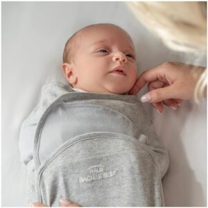 halo swaddlesure adjustable swaddling pouch, 100% cotton, tog 1.0, heather grey, newborn, 0-3 months