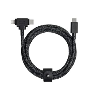 native union belt cable duo – 5ft ultra-strong braided universal charging cable – made with recycled materials – 2-in-1 multi-device mfi certified connectors for lightning & type-c devices (cosmos)