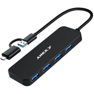 ankky usb c hub, usb hub 3.0, usb c dock, usb c to usb extender with 4 usb ports usb c splitter for macbook, mac pro/mini, imac, ps4, ps5, surface pro,flash drive, samsung