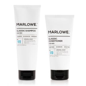 marlowe. men's shampoo and conditioner set, no. 172 shampoo 8 oz & no. 173 conditioner 6 oz, moisturizing argan & coconut, fresh woodsy scent, all hair types