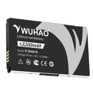 wuhao for adt p-504478 replacement battery [upgraded] 3200mah for adt command secondary color touchscreen keypad battery 3.8v