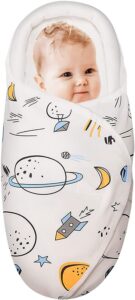 knirose baby swaddle blankets, unisex baby blanket wrap for newborn baby boys girls, skin friendly wearable swaddle sleep sack made of combed cotton (planet, white, 0-3 months)