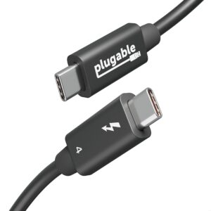 plugable thunderbolt 4 cable with 240w charging, thunderbolt certified, 3.3 feet (1m),1x 8k display, 40 gbps, compatible with usb4, thunderbolt 3, usb-c - driverless