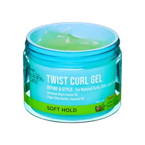 KISS COLORS & CARE Twist Curl Gel, 6 oz. - Flexible Hold, Perfect For Twists, Moisturizing & Promotes Hair Growth, No Buildup - Lightweight, Organic Jamaican Black Castor Oil