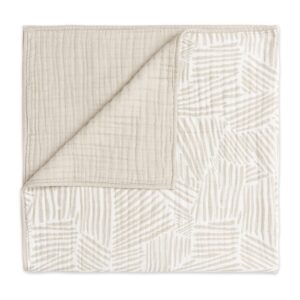 babyletto 100% organic cotton quilt, gots-certified, 3-layers of ultra-soft and breathable muslin - oat stripe