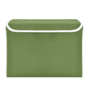 wellday plain dark olive green solid color storage baskets foldable cube storage bin with lids and handle, 16.5x12.6x11.8 in storage boxes for toys, shelves, closet, bedroom, nursery