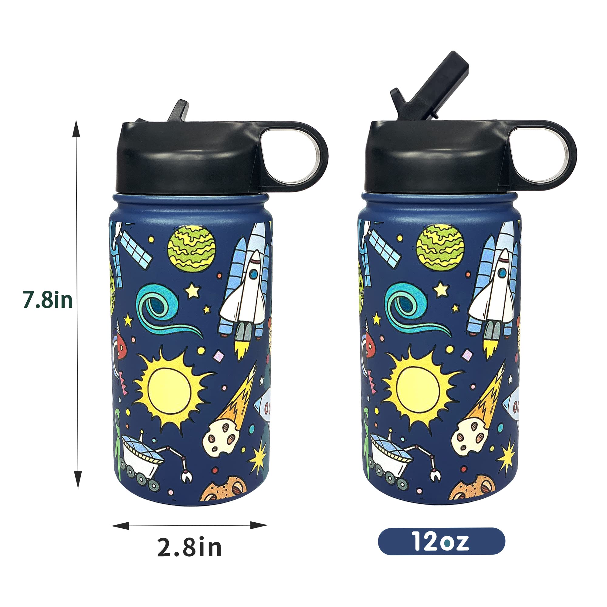 rickyh style Kids Water Bottle with Straw Lid Insulated Stainless Steel Reusable Tumbler Gifts for School, Toddlers, Girls, Boys 14oz