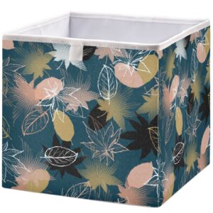 visesunny closet baskets autumn maple leaf storage bins fabric baskets for organizing shelves foldable storage cube bins for clothes, toys, baby toiletry, office supply