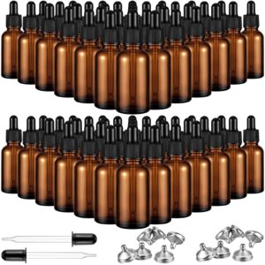 160 pack 1oz glass dropper bottle 30ml glass bottles with droppers, 16 funnels and 2 long droppers, eye dropper bottles bulk leak proof tincture bottle for essential lab chemicals (amber, black)