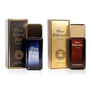 meta-bosem one billionaire+one billion noir men's cologne collection, eau de toilette natural spray - fresh scent - holiday gift set (pack of 2) each 3.4 fl oz, total 6.8 fl oz