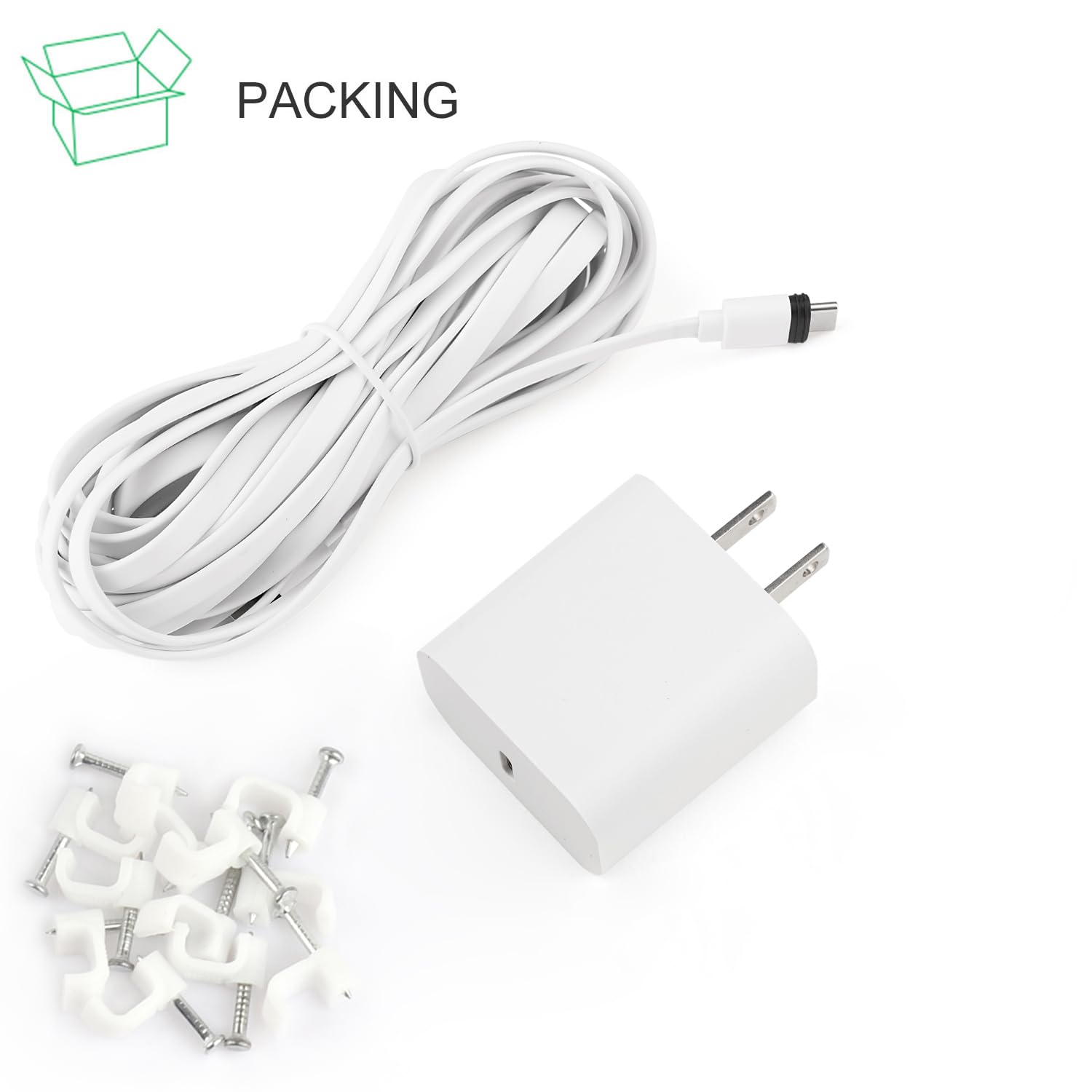 ALERTCAM Power Adapter for Ring Spotlight Cam Plus/Pro (Battery), with 25Ft/7.5m Flat Weatherproof Outdoor Cable Continuously Power Your Ring Camera - White