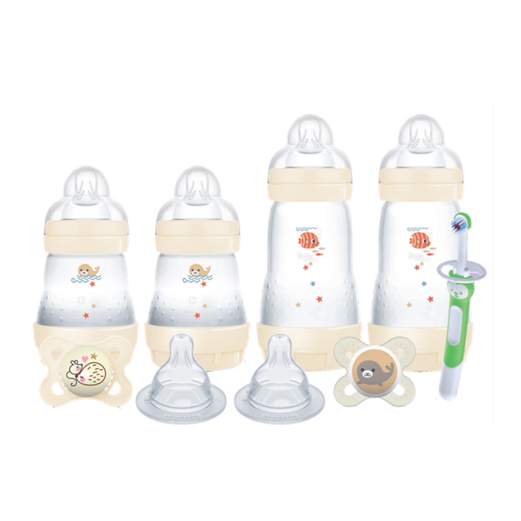 MAM Welcome Home Gift Set (9-Piece), Easy Start Anti-Colic Baby Bottles, Baby Pacifiers, Nipples, Training Toothbrush, Baby Shower Gifts