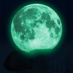 glow in the dark moon wall decal, glow in the dark stickers for kids bedroom, glow in the dark moon stickers for ceiling, glow in the dark poster 11.8 inch