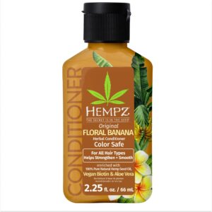 hempz biotin conditioner - original light floral & banana - for growth & strengthening of dry, damaged and color treated hair, hydrating, softening, moisturizing - travel size 2.25 fl oz