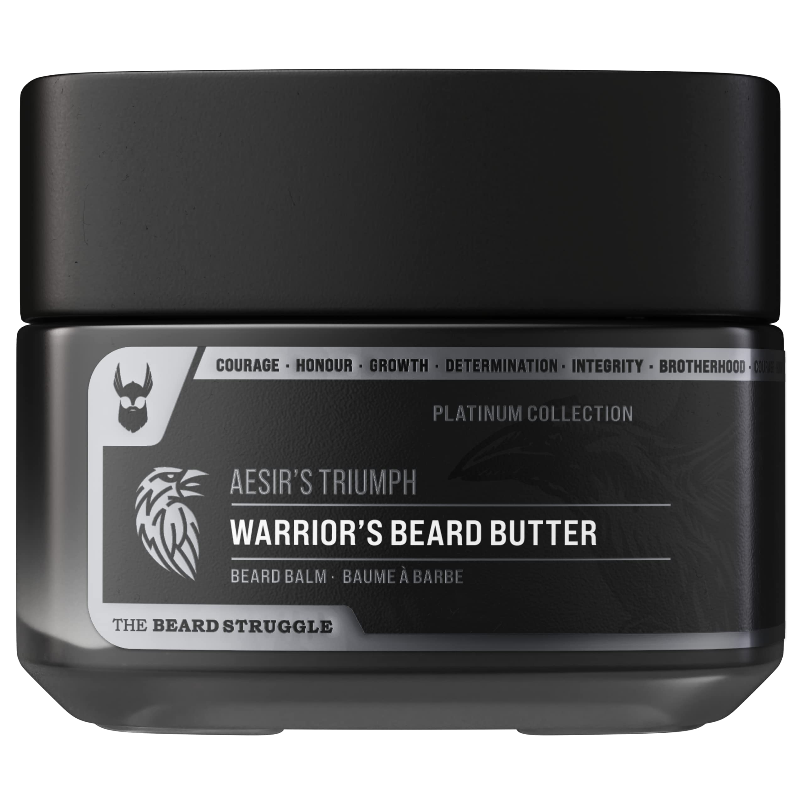 The Beard Struggle Warrior’s Beard Butter Aesir's Triumph - Platinum Collection - Non-Greasy Low-Hold Formula, Luxurious Cologne-Grade Fragrances 100% Natural - 50g / 1.76 US. oz. Warrior-Glass Jar