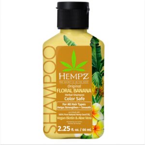 hempz biotin hair shampoo - original floral & banana - for all hair types growth & strengthening damaged hair - travel size 2.25 fl oz