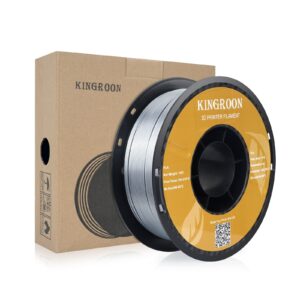 Kingroon Silk PLA 3D Printer Filament, Dimensional Accuracy +/- 0.03 mm, 1 kg Spool(2.2lbs), PLA Shiny Filament 1.75 mm (Silver)