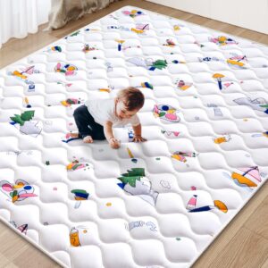 vibe bear baby play mat 79" x 71", thicker foam one-piece crawling mat, extra large anti- slip crawling mat activity playmats for babies,toddlers, infants, play & tummy time