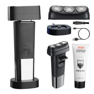 wahfox electric shaver wet & dry shaver with charging stand, pop-up trimmer, with shaving cream, rechargeable shaver