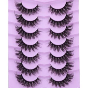 jimire mink lashes fluffy cat eye false eyelashes volume wispy fox eye full 17mm thick fake lashes look like eyelash extensions pestañas7 pairs pack