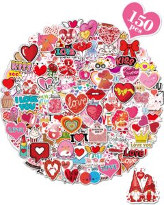 valentines day stickers, heart stickers for water bottles cards gift boxes party favors, valentines gifts for kids classroom, waterproof vinyl love stickers for kids teens girls