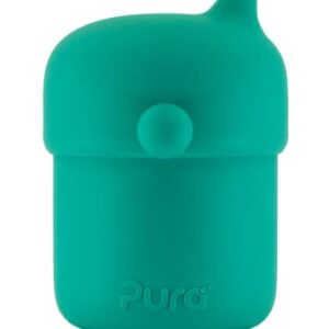 Pura my-my Silicone Sippy Cup - Training Cup, Reusable, Platinum Food Grade Medical Grade, Spill Proof Cups for Kids, Toddlers, Babies & Infants - 2-Pack Mint + Straw, Moss Combo