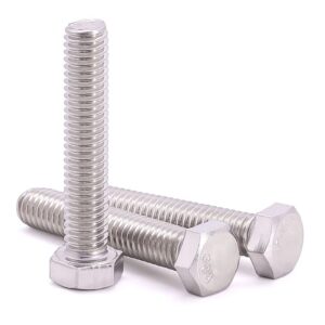 M12-1.75 x 50mm (8 pcs) Hex Head Bolts, 304 Stainless Steel 18/8, Hexagon Head Bolts, Full Thread Coverage, Coarse Thread, Strong, Durable, Thread Size Ranges from 3mm to 20mm Head Bolts, DIN933