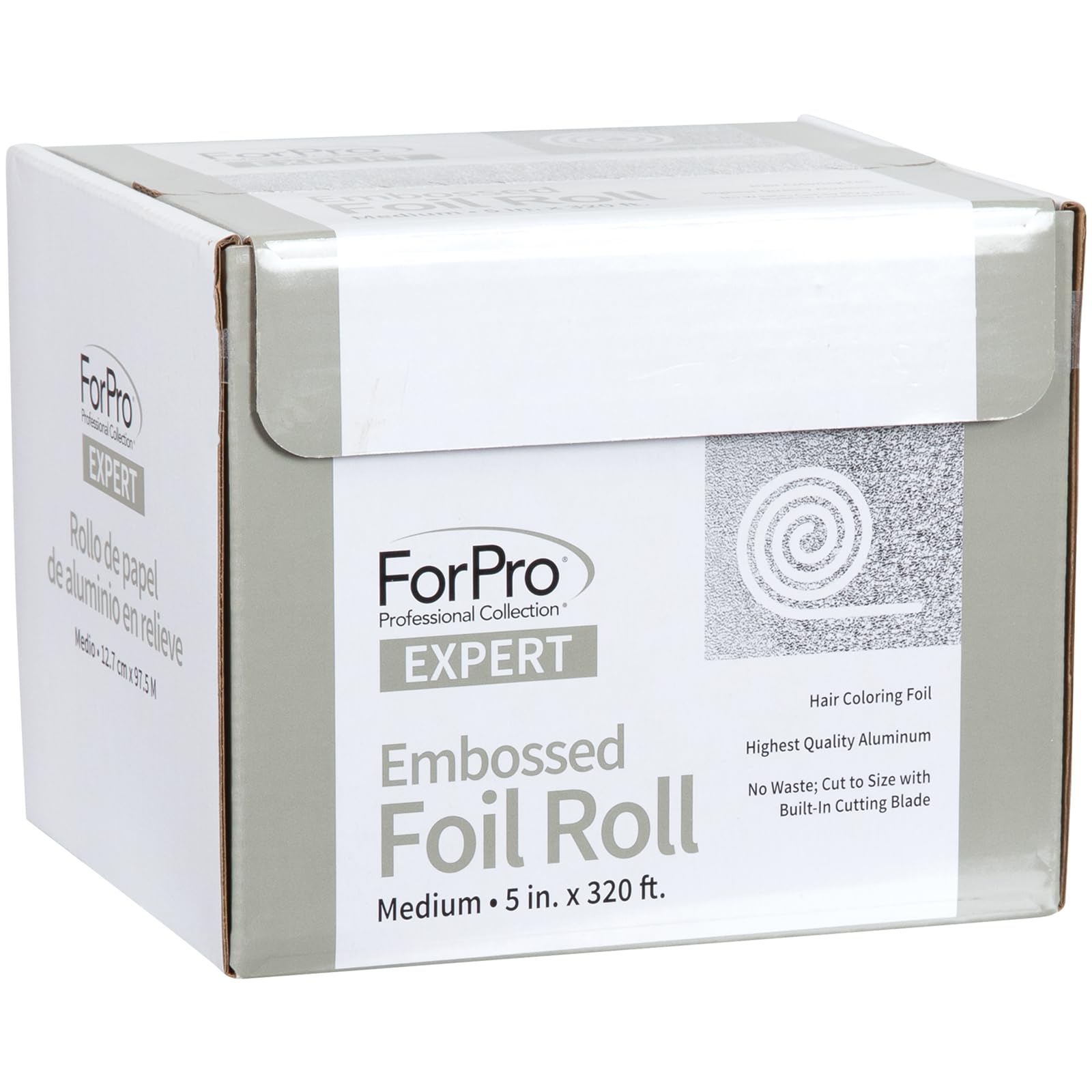 ForPro Professional Collection Expert Embossed Aluminum Foil Roll, 320 Ft Hair Foils for Color Application and Highlighting Services, Silver, Medium, 5W