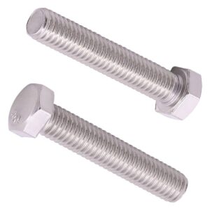 m10-1.5 x 50mm (10 pcs) hex head bolts, 304 stainless steel 18/8, hexagon head bolts, full thread coverage, coarse thread, strong, durable, thread size ranges from 3mm to 20mm head bolts, din933