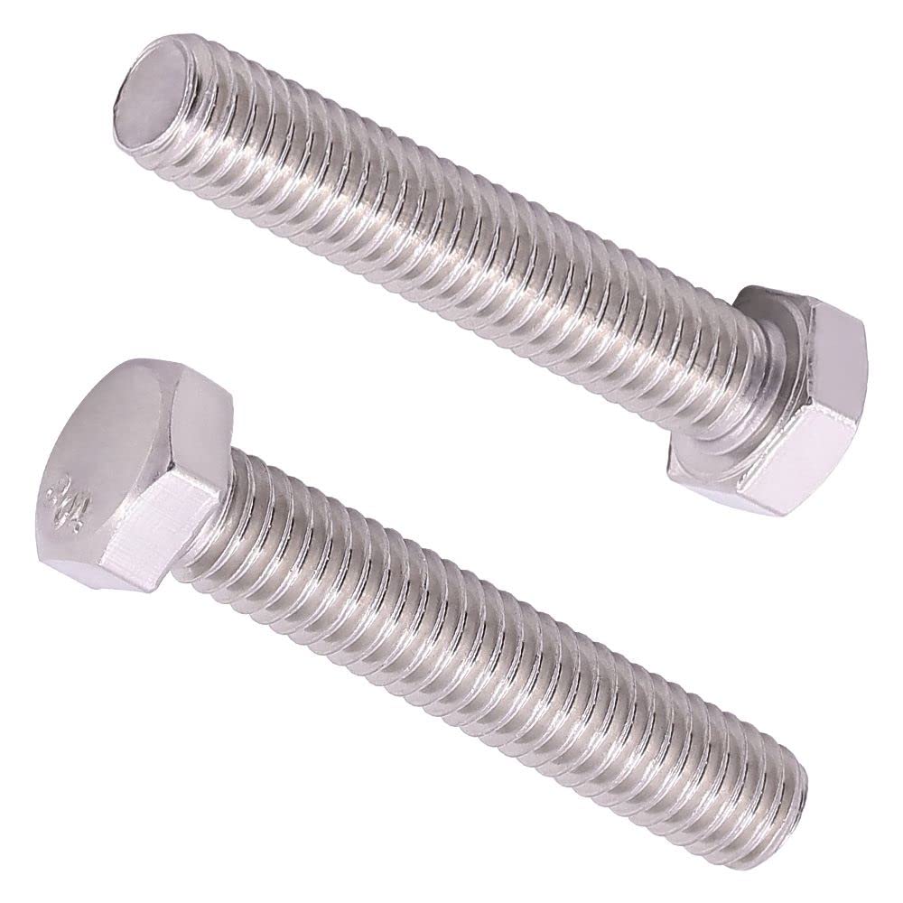 M12-1.75 x 50mm (8 pcs) Hex Head Bolts, 304 Stainless Steel 18/8, Hexagon Head Bolts, Full Thread Coverage, Coarse Thread, Strong, Durable, Thread Size Ranges from 3mm to 20mm Head Bolts, DIN933