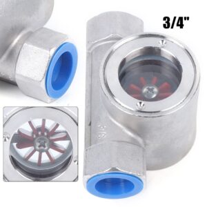 3/4" NPT Stainless Steel 304 Sight Water Flow Indicator with Plastic Impeller for Water Cooling System