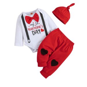 odimame my 1st valentines baby boy outfits 3-6 months newborn romper clothes pants set cute hat red 80cm