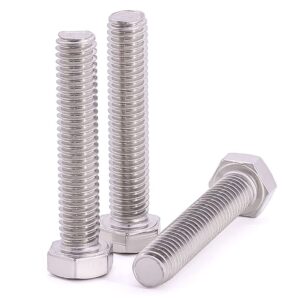 M12-1.75 x 50mm (8 pcs) Hex Head Bolts, 304 Stainless Steel 18/8, Hexagon Head Bolts, Full Thread Coverage, Coarse Thread, Strong, Durable, Thread Size Ranges from 3mm to 20mm Head Bolts, DIN933