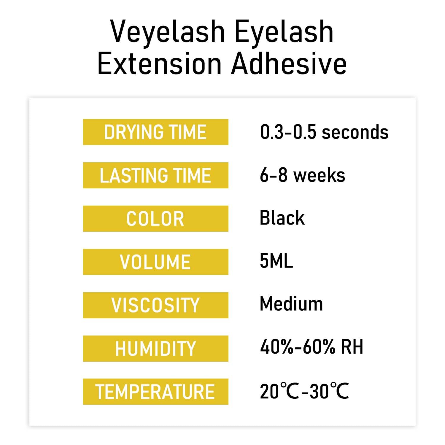 VEYES INC Eyelash Extension Glue 0.3 Sec Drying (0.17fl.oz / 5ml)/Up to 8 Weeks Retention Lash Adhesive for Extension Professional Use Only