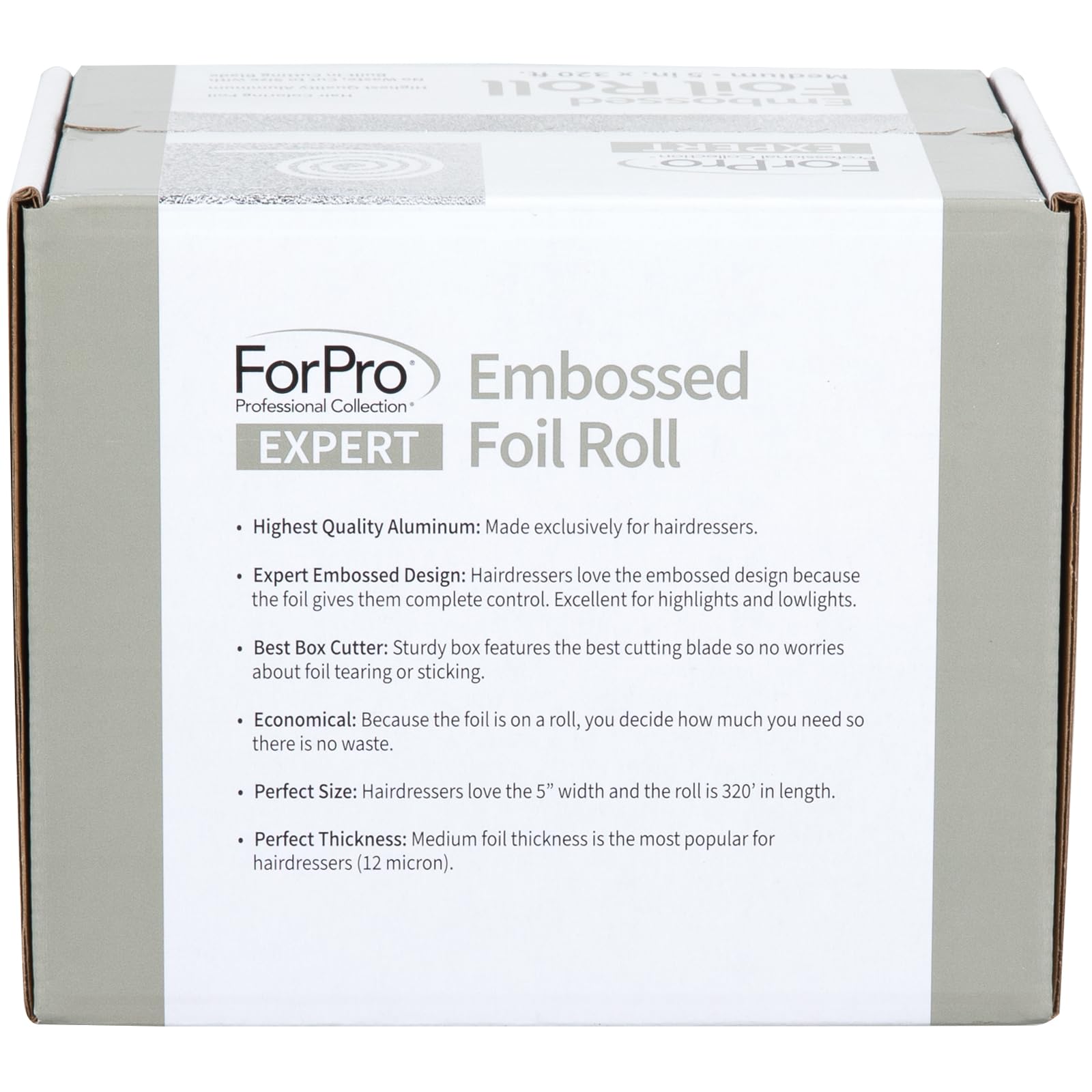 ForPro Professional Collection Expert Embossed Aluminum Foil Roll, 320 Ft Hair Foils for Color Application and Highlighting Services, Silver, Medium, 5W