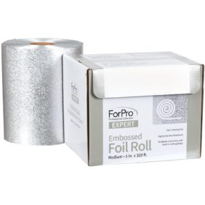 forpro professional collection expert embossed aluminum foil roll, 320 ft hair foils for color application and highlighting services, silver, medium, 5w