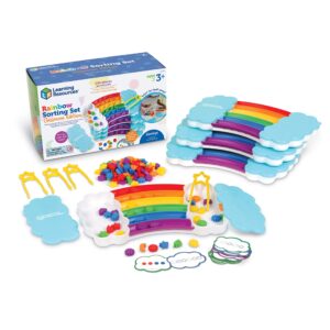 learning resources rainbow sorting set classroom edition, 144 pieces, ages 3+, fine motor skills, teacher supplies, school supplies, educational toys