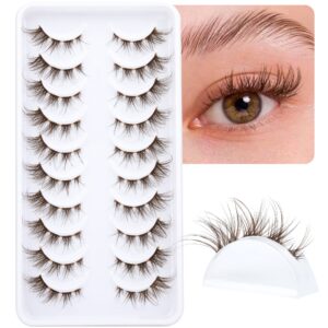 brown lashes anime eyelashes natural look wispy fake eyelashes manga clear band cluster eye lashes individual diy false eyelashes pestañas postizas 10 pairs alicrown