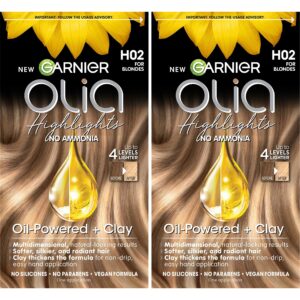 garnier hair color olia ammonia-free permanent hair dye, h02 highlights for blondes, 2 count (packaging may vary)