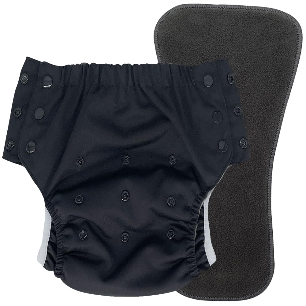 Special Needs Big Kids' Protective Briefs: Pull-on Cloth Diaper for Incontinence & Potty Training, Age 6-16 Years (Black, Junior 1)