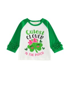 st. patrick's day tees toddler baby girls t-shirt lucky shamrock long sleeve st. patrick's day tops