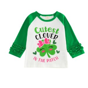 St. Patrick's Day Tees Toddler Baby Girls T-Shirt Lucky Shamrock Long Sleeve ST. Patrick's Day Tops