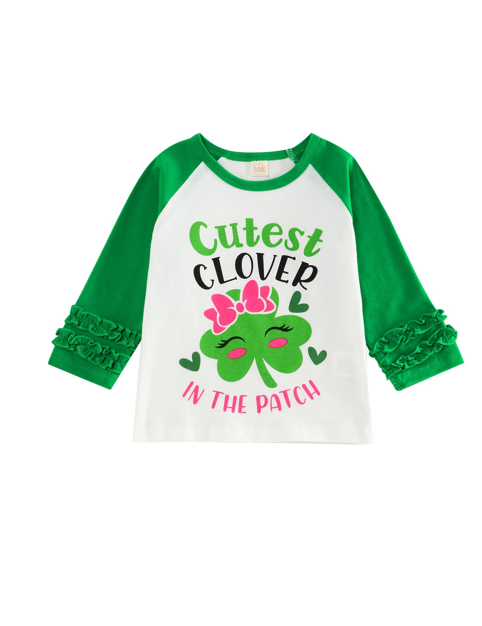 St. Patrick's Day Tees Toddler Baby Girls T-Shirt Lucky Shamrock Long Sleeve ST. Patrick's Day Tops