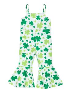 sinda toddler baby girl st. patrick's day outfit lucky clover print sleeveless bell-bottom pants st.patrick's day jumpsuit