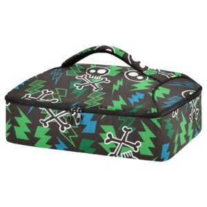 nfmili casserole carrier for hot cold cute skull lightening print, insulated food delivery bag reusable warmer carrier bag with inner pocket aesthetic print 15.75×11.81×3.94 inch